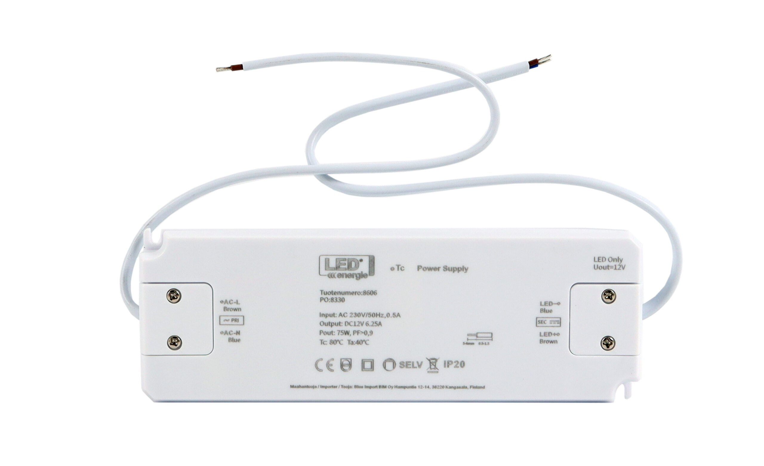 LED-muuntaja valonauhoille 12V 75W